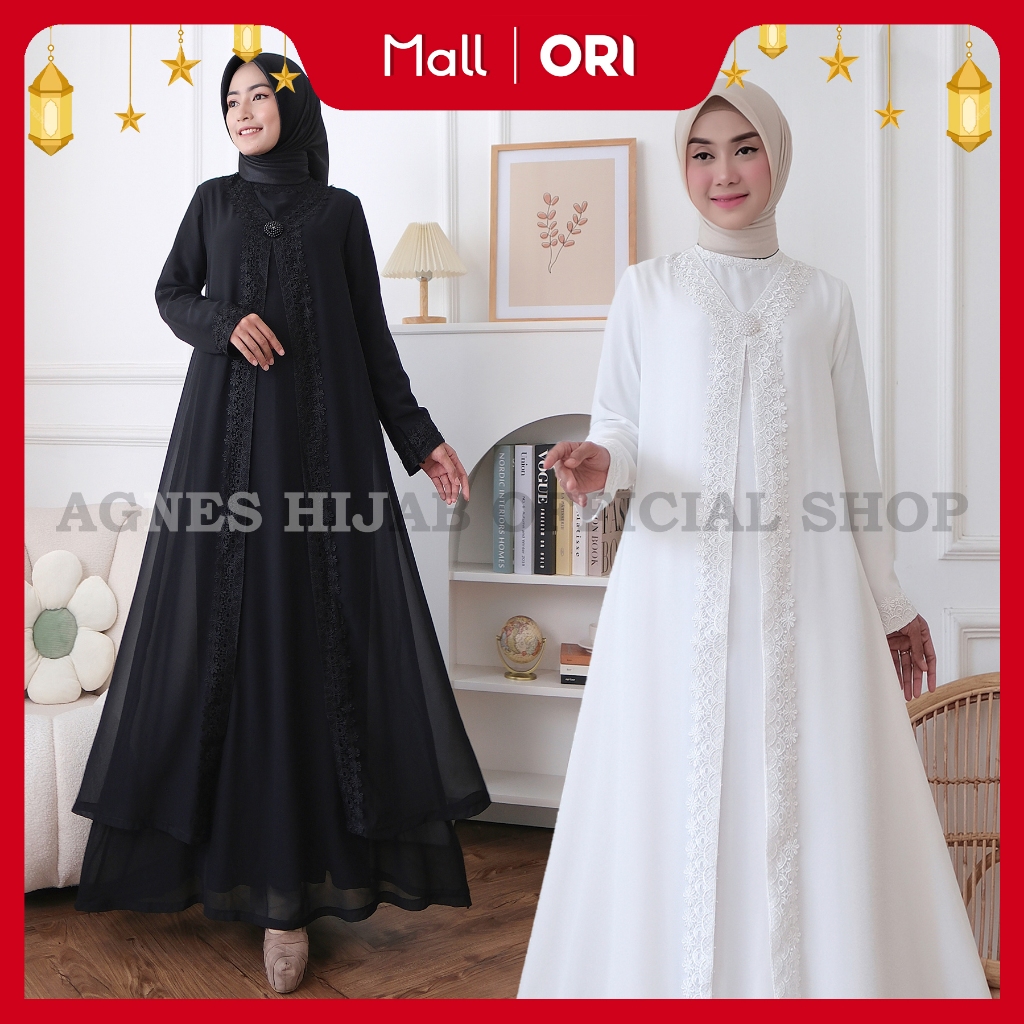 Jual Agnes Hijab - Asahy Dress Gamis Putih Baju Muslim Wanita Polos Abaya Hitam Lebaran Haji ...