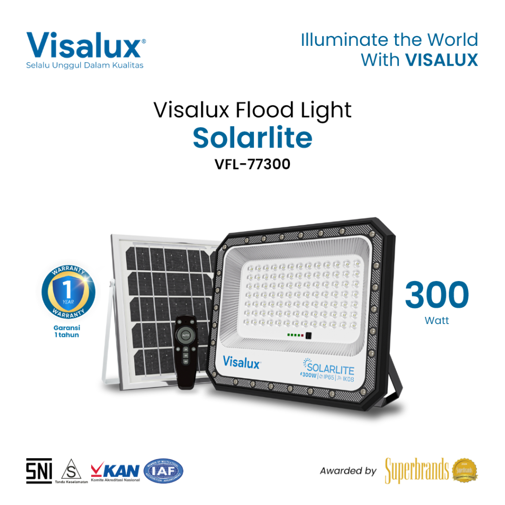 Jual Visalux Flood Light Solarlite 300W - Lampu Sorot Remote Energi ...