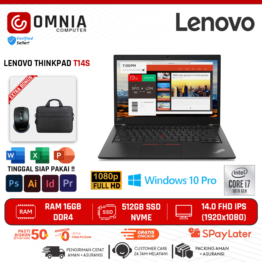 Jual Laptop Lenovo ThinkPad T14s Gen 2 Intel vPro i7 10510U Ram 32GB ...