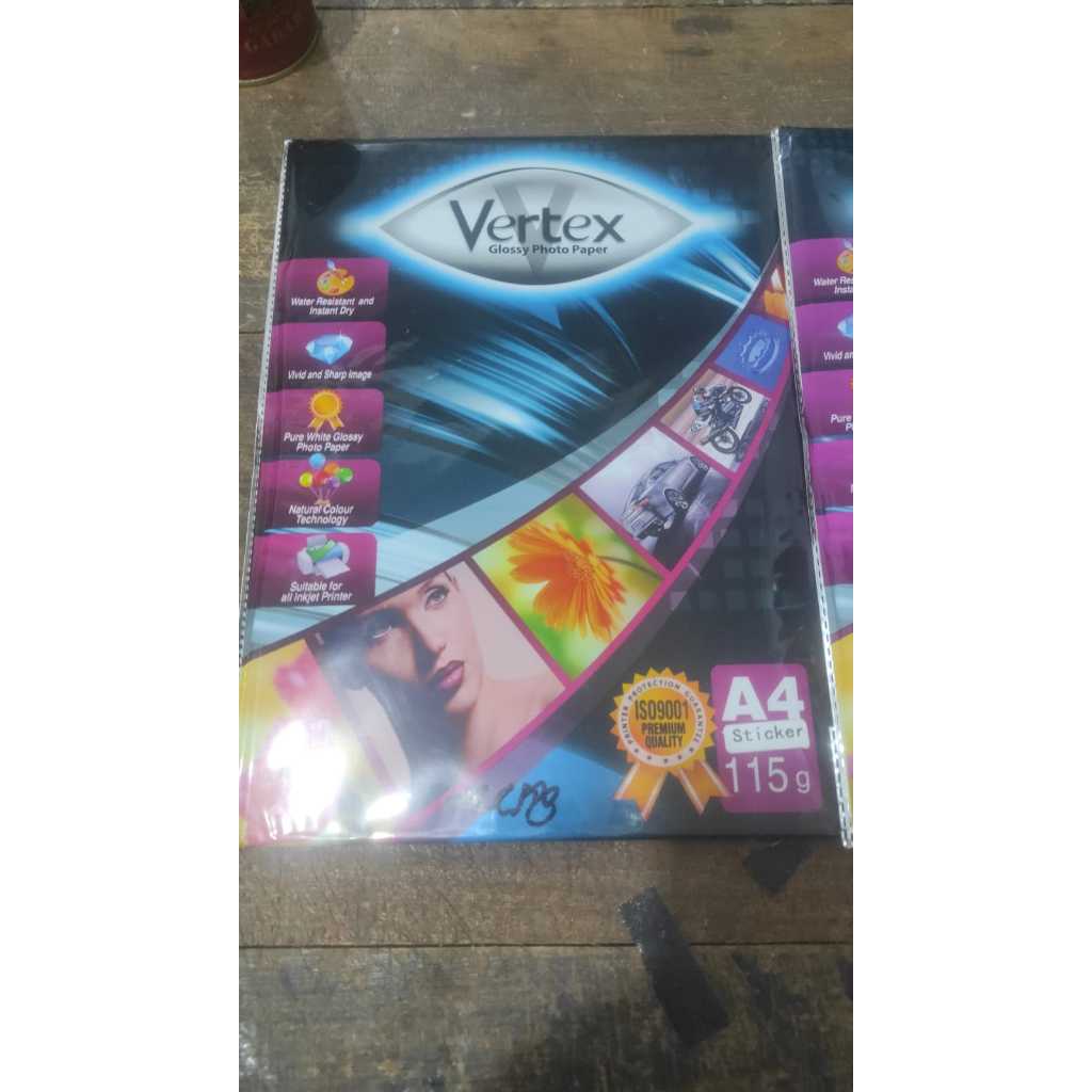 Jual kertas foto stiker isi 20 sheat merek vertex 115 gram | Shopee ...