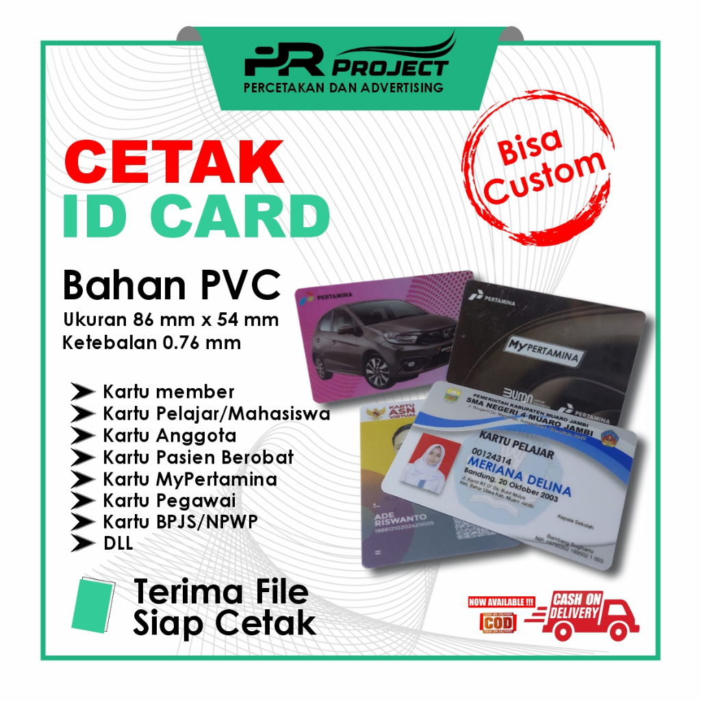 Jual CETAK ID CARD PVC SATUAN SEHARI BERES / KARTU MEMBER KARTU PASIEN KARTU PELAJAR MY ...