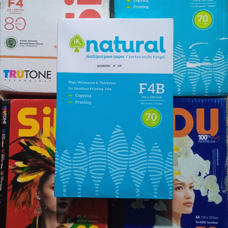 Jual kertas hvs f4b legal 1 rim natural 70 gsm kertas print fotocopy 500 lembar | Shopee Indonesia
