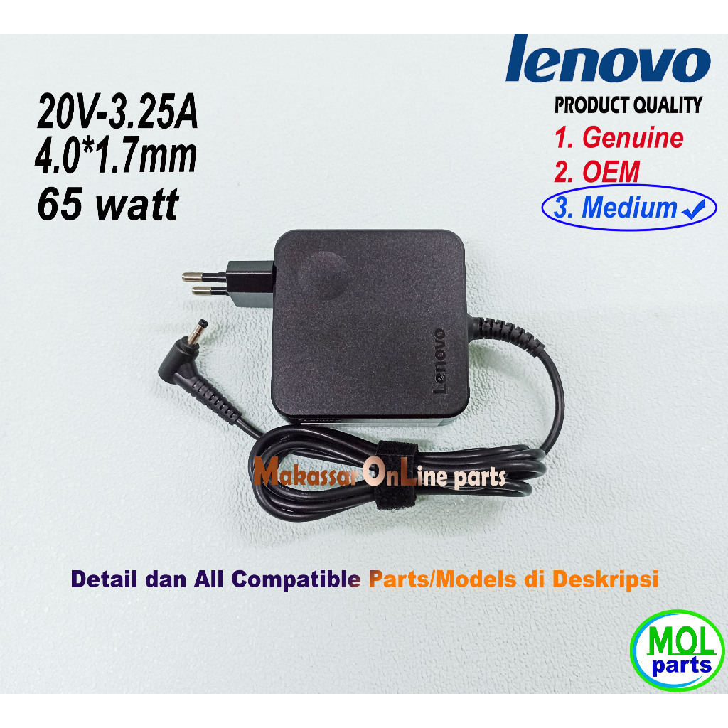 Jual Adaptor Charger Lenovo Ideapad 20V 3.25A EU Plug ADLX65CCGE2A ...
