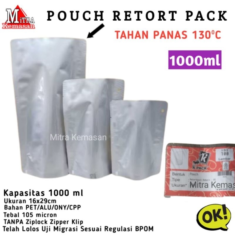Jual KPACK POUCH RETORTPACK 1000 STANDING POUCH PLASTIK RETORT ALU FOIL ...