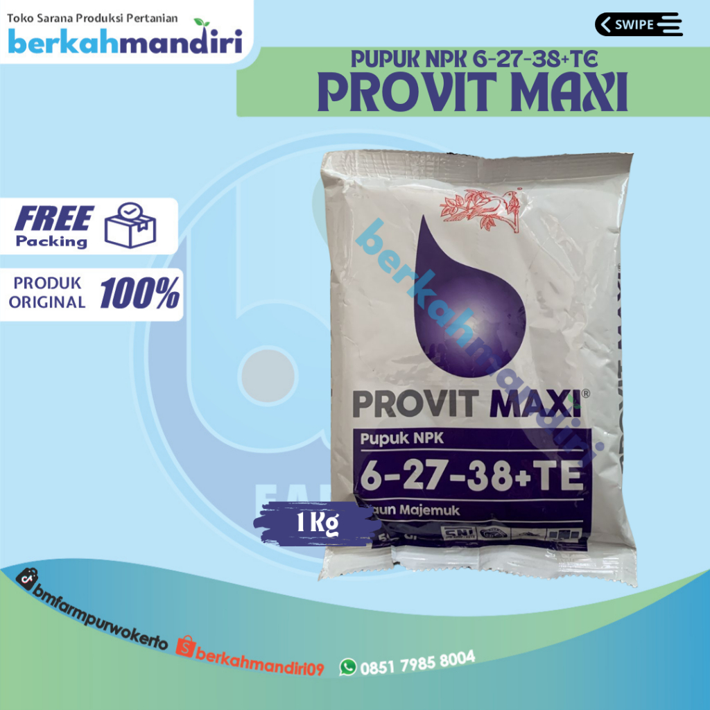 Jual Pupuk Meroke NPK PROVIT MAXI 6-27-38+TE Daun Majemuk 500 Gram ORIGINAL KEMASAN PABRIK ...