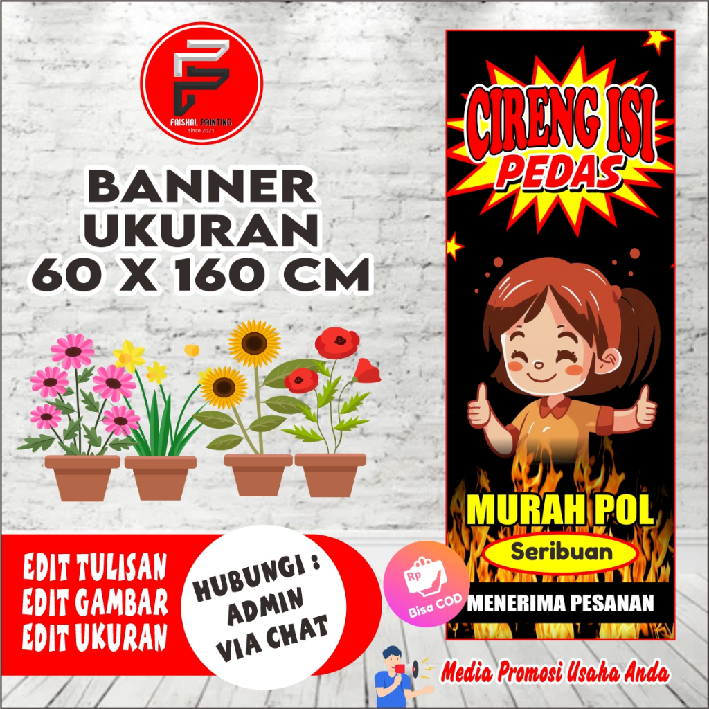 Jual Banner Spanduk Cireng Isi Pedas Ukuran 60 x 160 cm | Shopee Indonesia