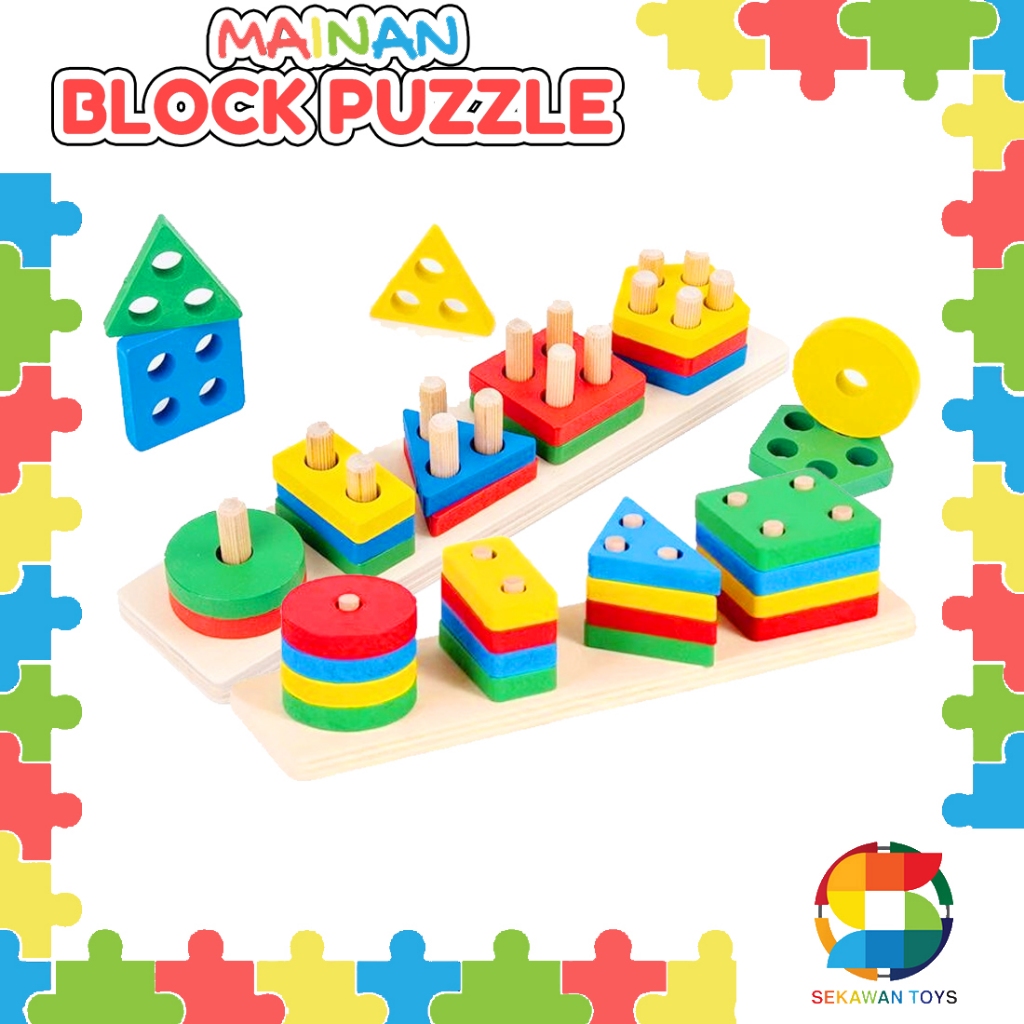Jual Mainan Anak Puzzle 4 SHAPES Kayu/Mainan Edukatif Anak Puzzle Kayu ...