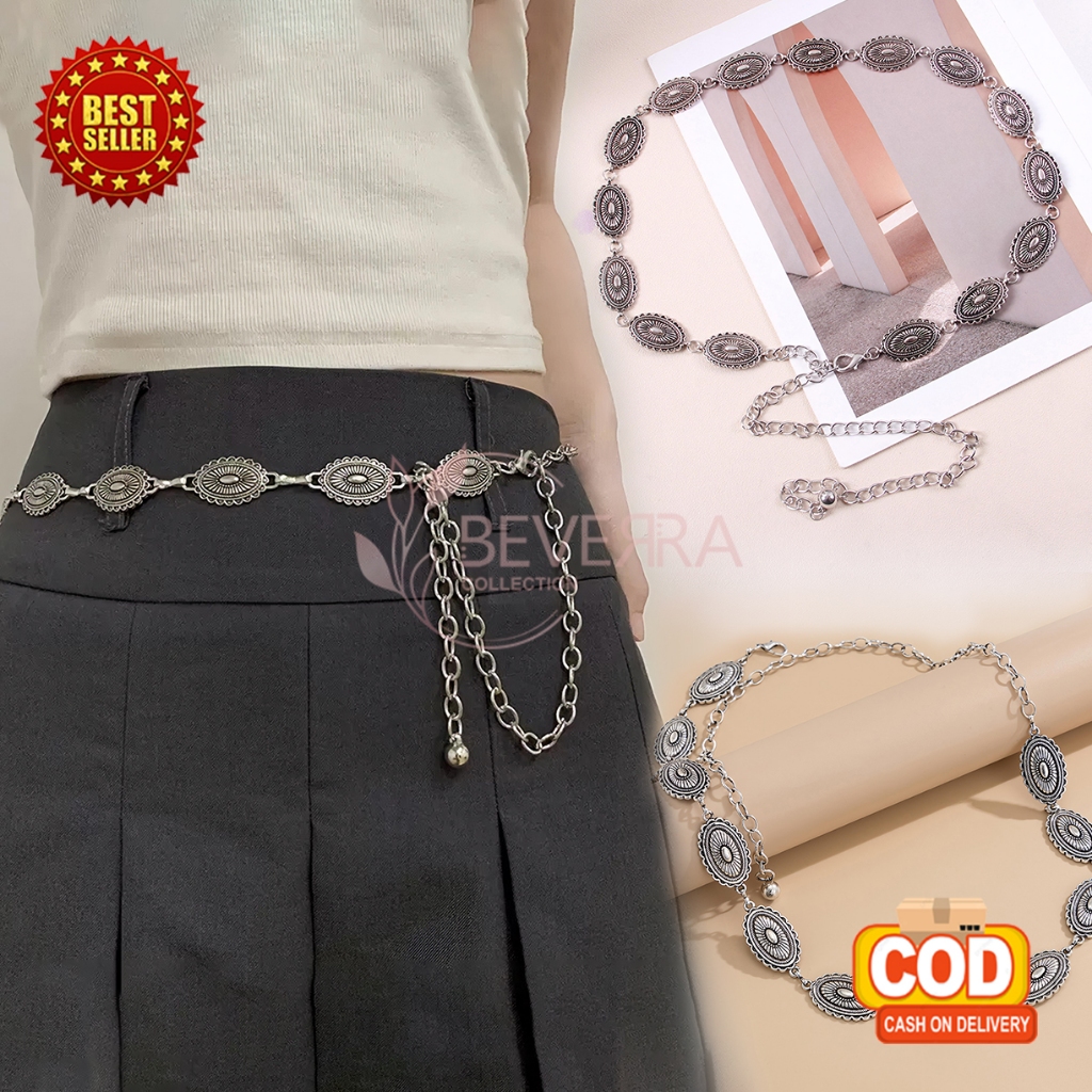 Jual Ikat Pinggang Wanita Belt Sabuk Rantai Berukir Logam Metal Fashion Casual Korea Aksesoris ...