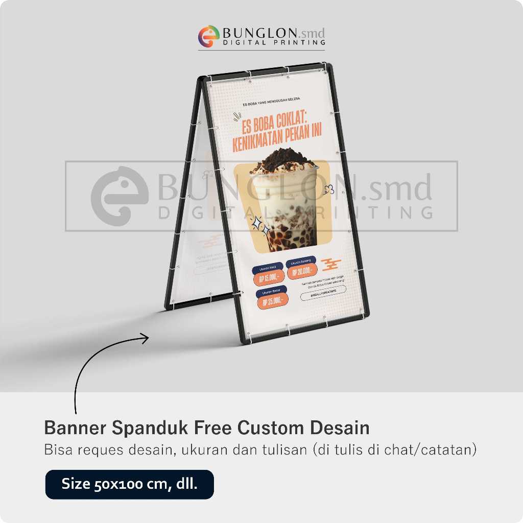 Jual PRINT CETAK SPANDUK BANNER ES BOBA COKLAT BISA CUSTOM | Shopee ...