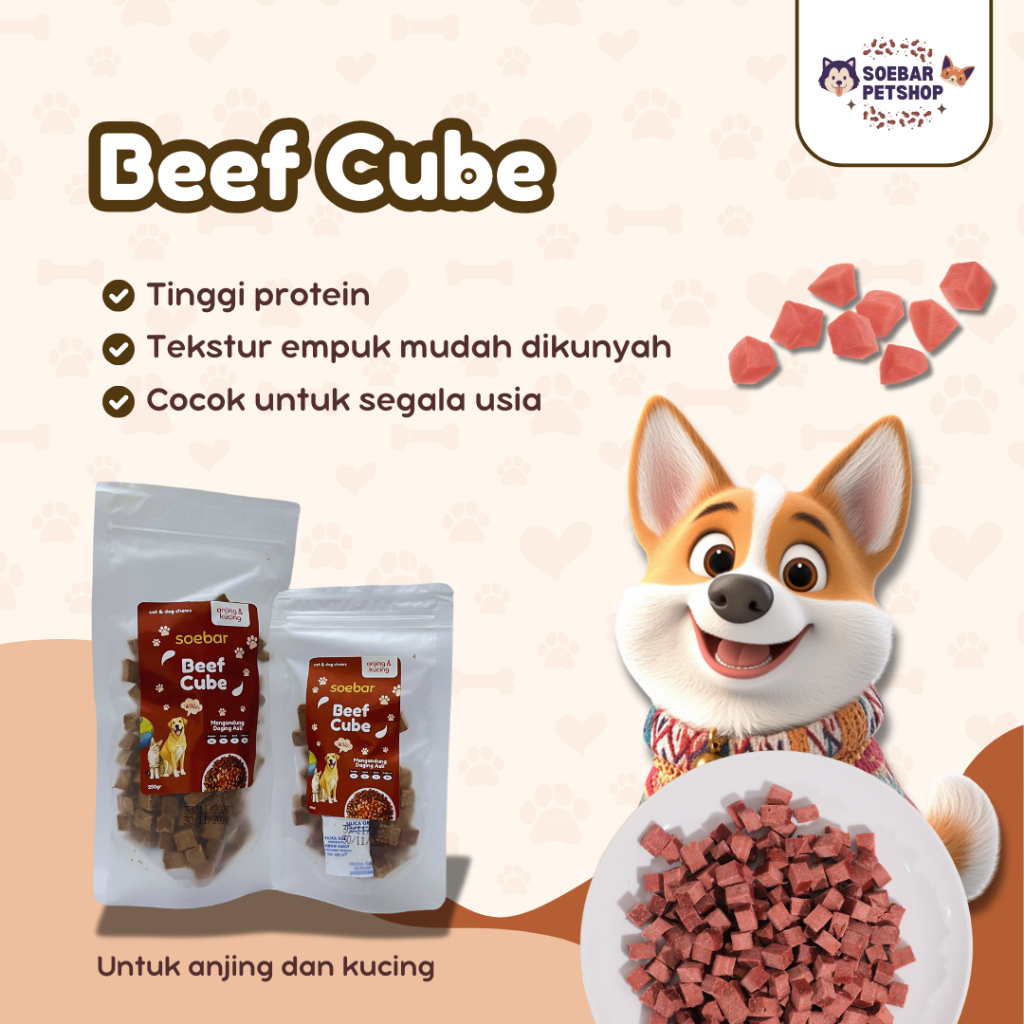 Jual Beef Cube – Snack/Camilan Daging Sapi Lezat dan Sehat untuk Kucing ...