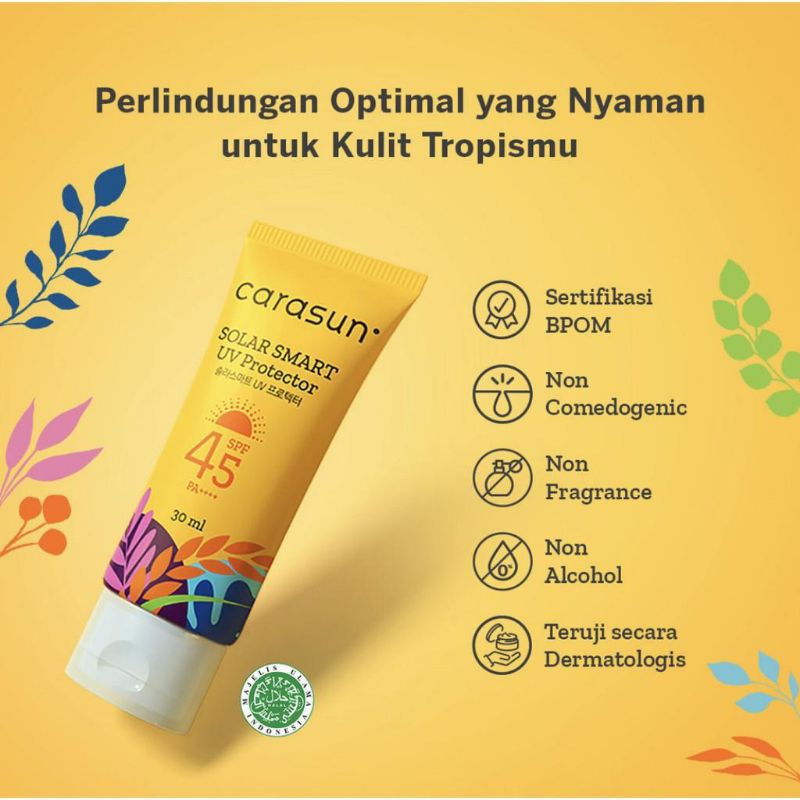 Jual CARASUN SOLAR SMART UV PROTECTOR SPF 45 PA++++ 30 ML | Shopee Indonesia