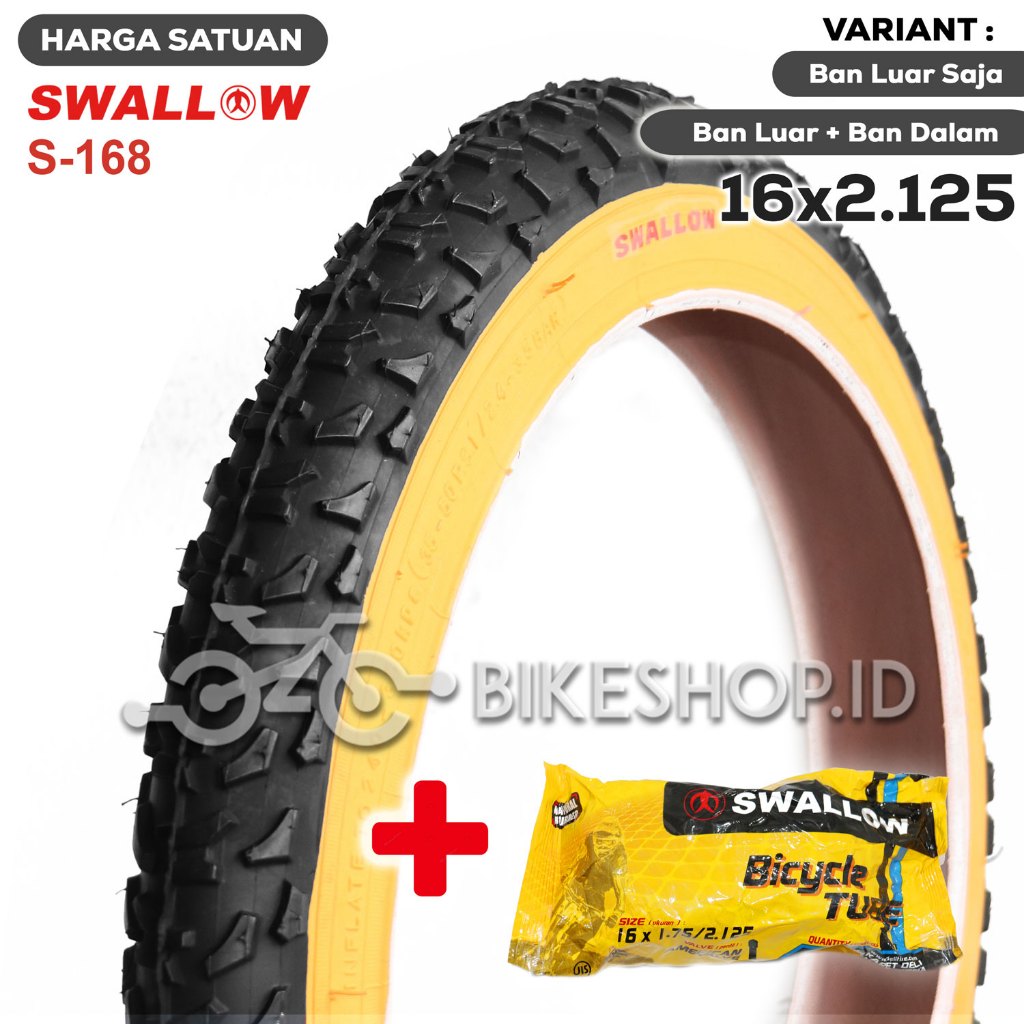 Jual Ban Luar 16 x 2.125 Sepeda SWALLOW 16x2.125 Minion/Lipat/Mini/BMX 16 x 2125 Hitam Cokelat ...