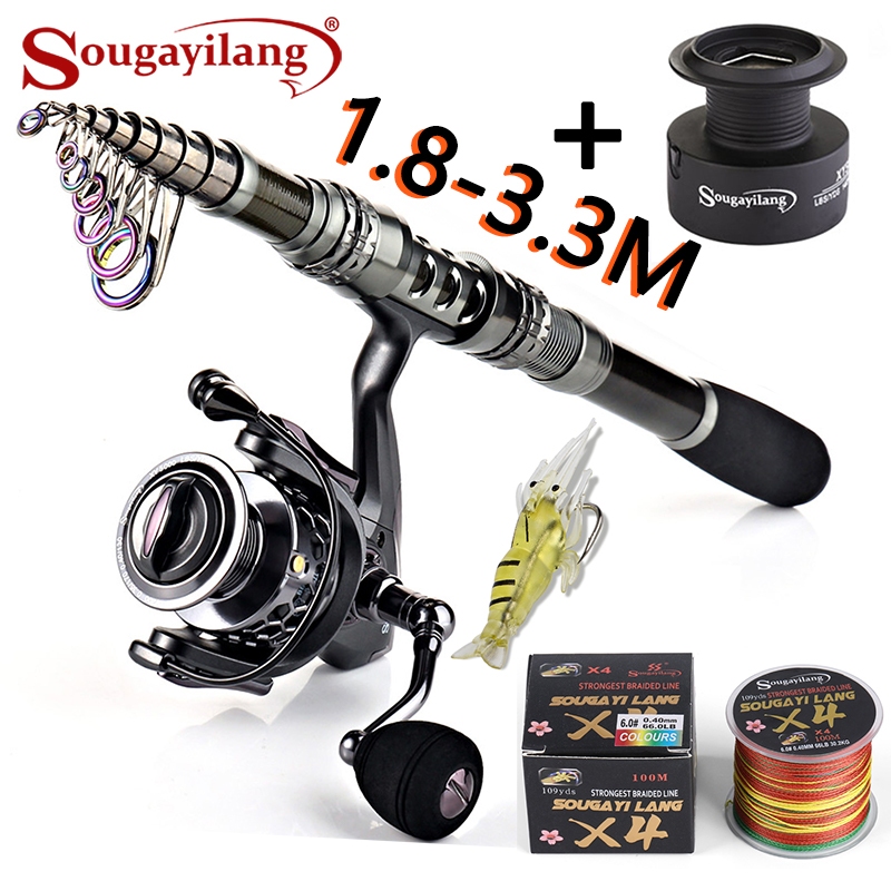 Jual Sougayilang Joran Pancing Teleskopik 1,8/2,1/2,4m + Reel Spinning Bodi Full Metal & Set ...