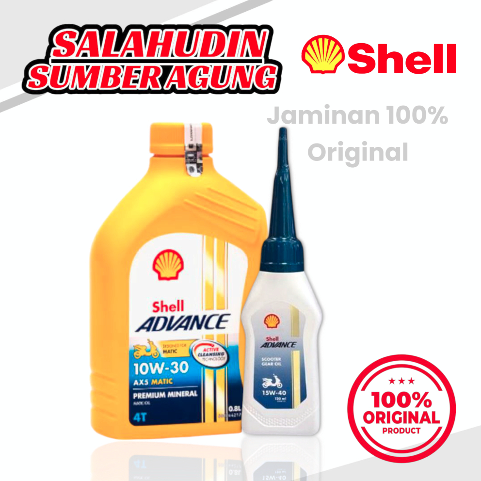 Jual Paket Oli Mesin Gardan Shell Advance AX5 Scooter Matic 800 ML 10W-30 Jamin 100% Original ...