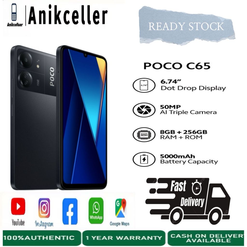 Jual Smartphone XIAOMI POCO C65 8 + 256 GB I HELIO G85 Garansi 12 Bulan Fullset | Shopee Indonesia