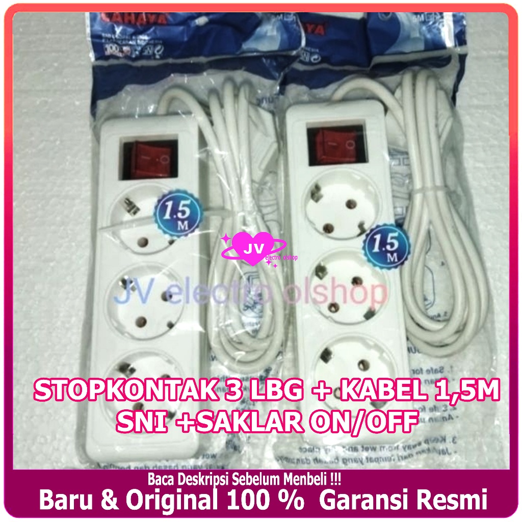 Jual Stopkontak Kabel 3Lubang 1,5Meter / Terminal Colokan 3 Lubang ...