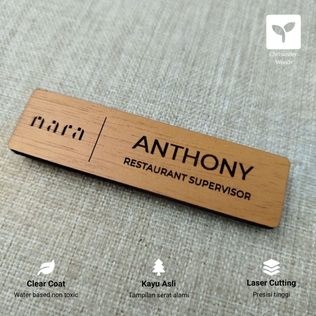 Jual Name Tag Magnet Custom Kayu | Nametag Magnet Custom | Papan Nama ...