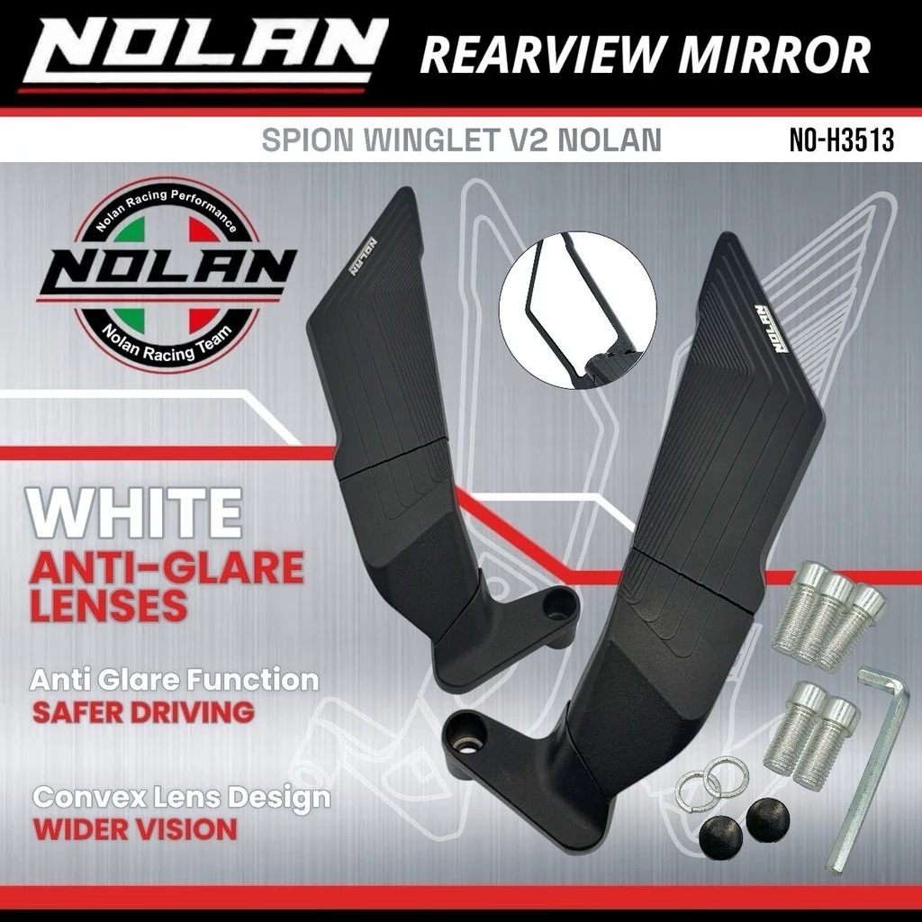 Jual Spion NOLAN Winglet V2 Bahan Full aluminium CNC Universal Motor ...