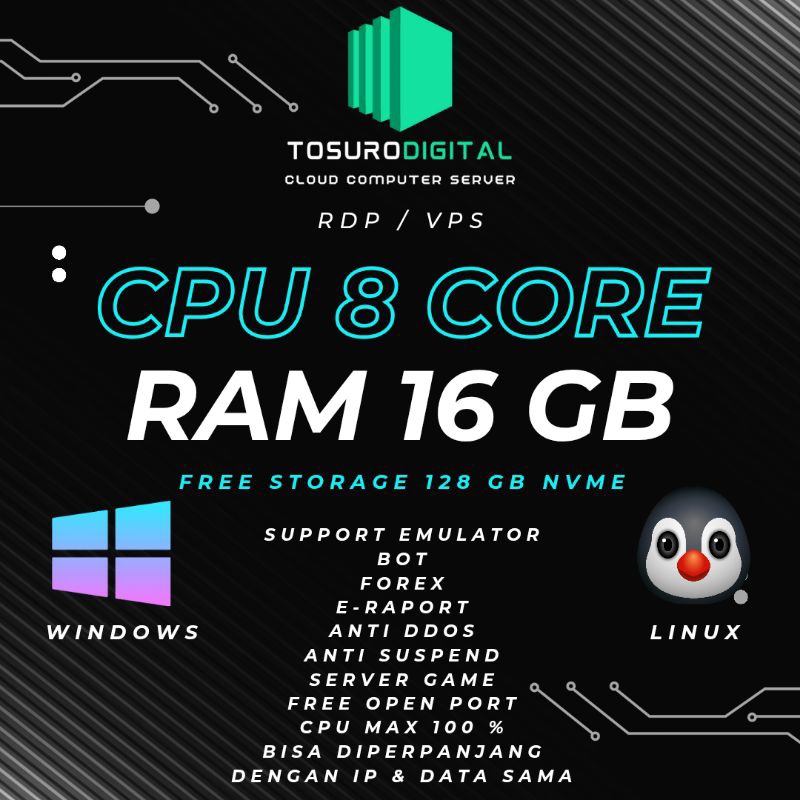 Jual RDP VPS 8 CORE 16 GB CPU 100% ANTI SUSPEND BISA DIPERPANJANG | Shopee Indonesia