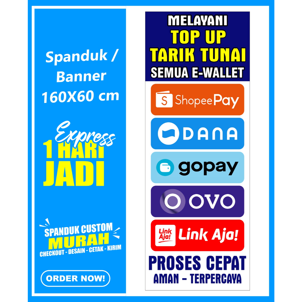 Jual Banner TOP UP / TARIK TUNAI, Spanduk TOP UP / TARIK TUNAI, ukuran ...