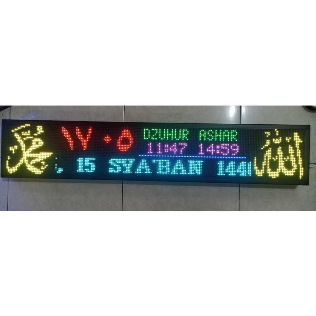 Jual Running text jadwal sholat, jam digital masjid 100cm x 20cm Warna ...