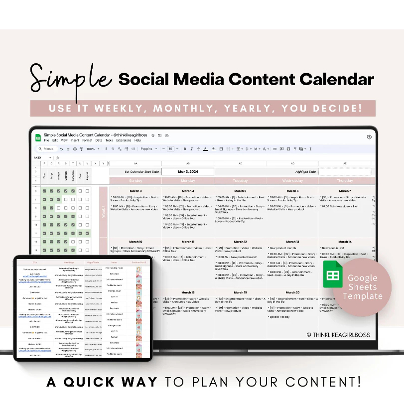 Jual Social Media Planner, Social Media Calendar, Social Media Template ...