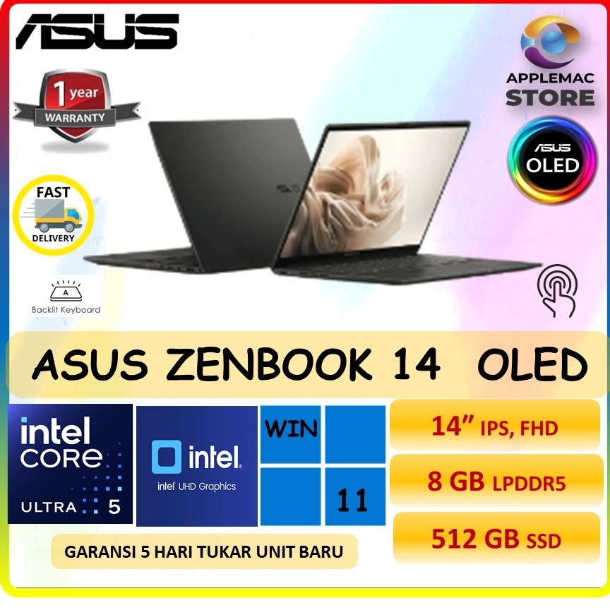 Jual ASUS ZENBOOK 14 OLED Q415MA / UX3405MA TOUCH ULTRA 5 125H 8GB ...