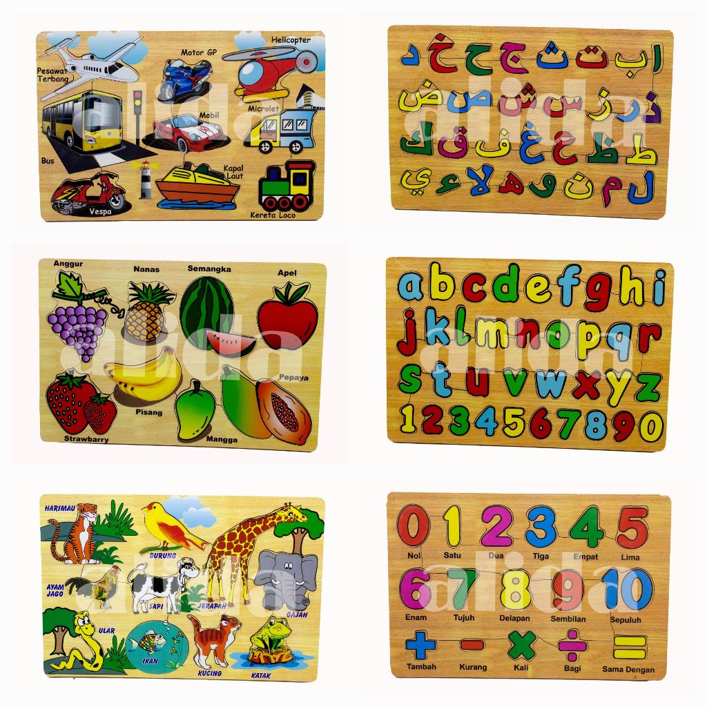 Jual Mainan Edukatif Anak Puzzle Pazel Puzle Abjad Angka Hewan Buah ...