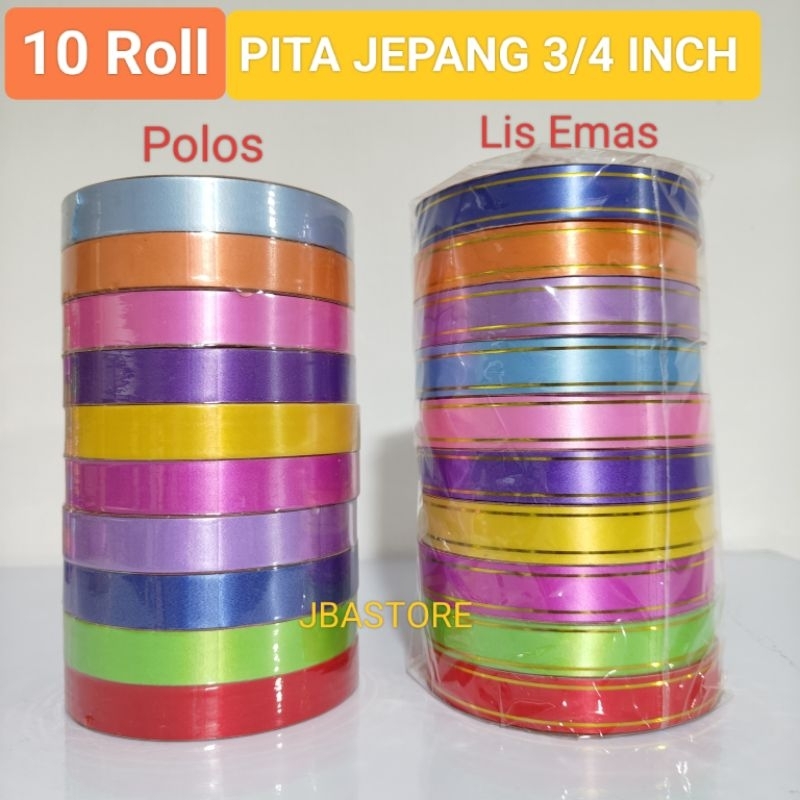 Jual 10 Roll Pita Jepang 3/4 inch Pita Kado Hiasan Lis Emas dan Polos | Shopee Indonesia