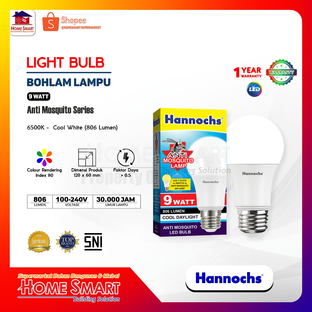 Jual Hannochs Lampu Bohlam LED Anti Mosquito 9W - 2 Pilihan Cahaya ...