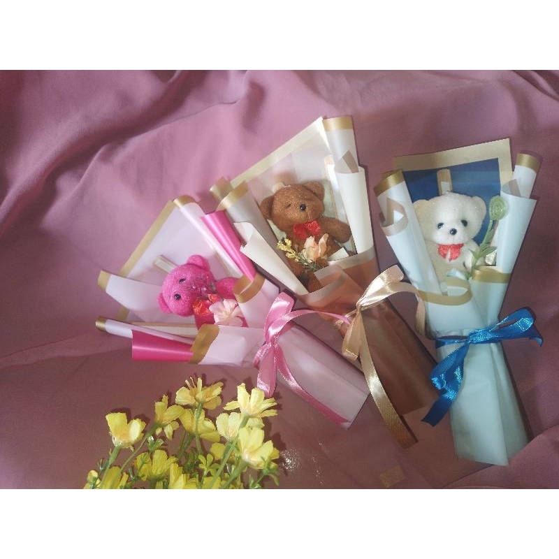 Jual Buket boneka wisuda mini/ buket mini 3 slot uang gulung snack mini ...