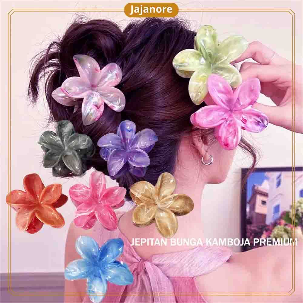 Jual JR - 8CM- JEPIT RAMBUT KOREA GLOSSY MATTE MODE BUNGA KAMBOJA BALI ...