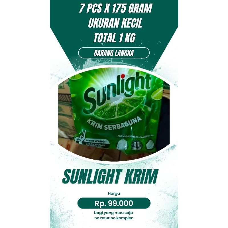 Jual SUNLIGHT krim 2 in 1 + bubuk pembersih 1 KG (6 x 175 gram | Shopee ...