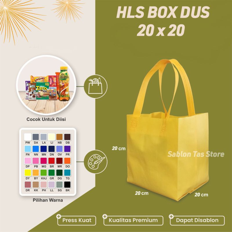 Jual (Isi 12 pcs) Tas Spunbond Tas Goodiebag Box 20x20 Tas Box Dus Pres ...