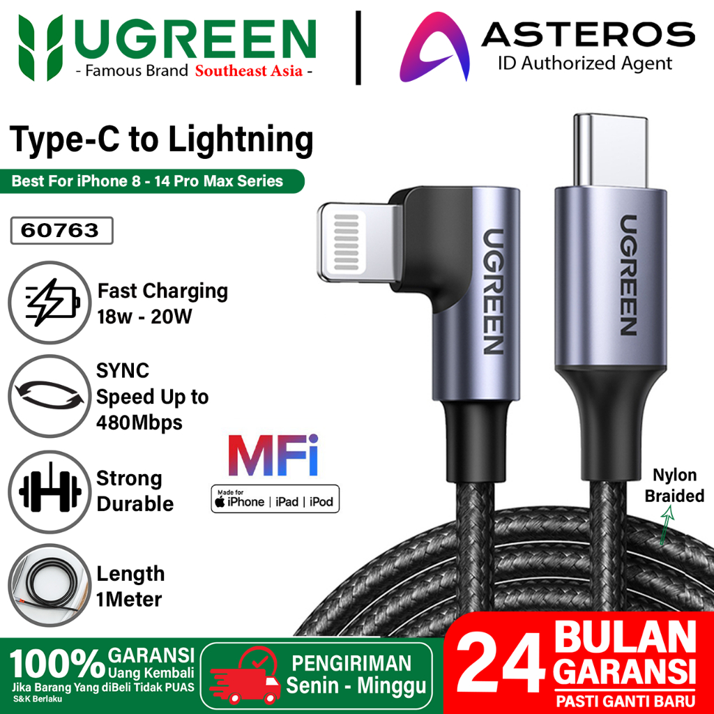 Jual UGREEN Kabel Data iPhone Gaming Mfi Type C To Lightning Fast Charging | Shopee Indonesia