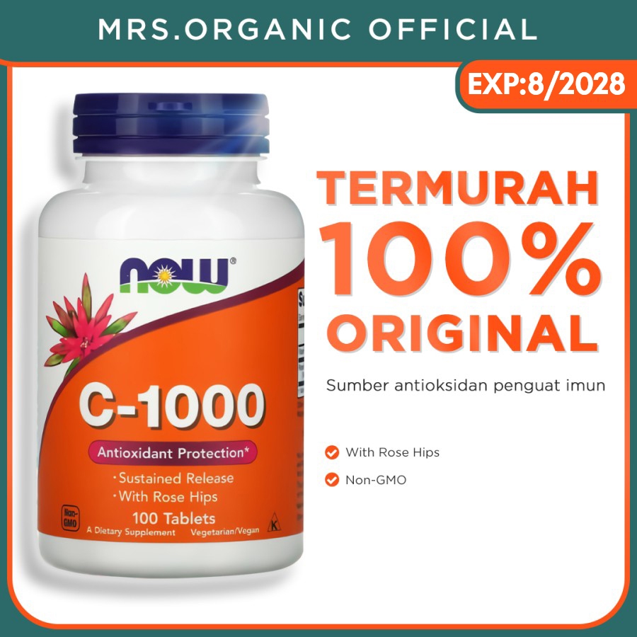 Jual NOW Vitamin C-1000 C1000 100 Tablet - imun daya tahan tubuh sariawan | Shopee Indonesia