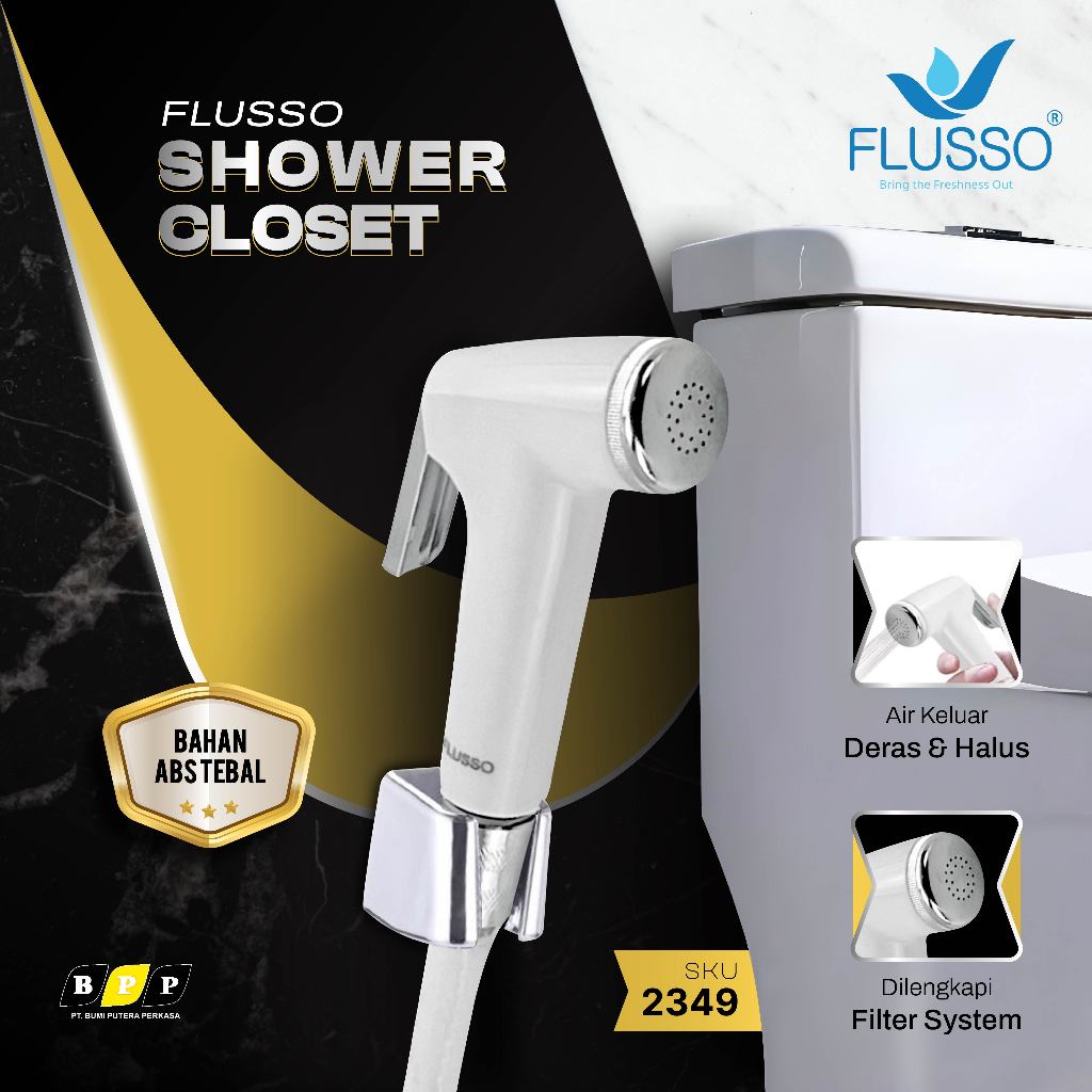 Jual Shower Closet Set Selang Drat 1/2 Stainless Fullset Premium FLUSSO ...