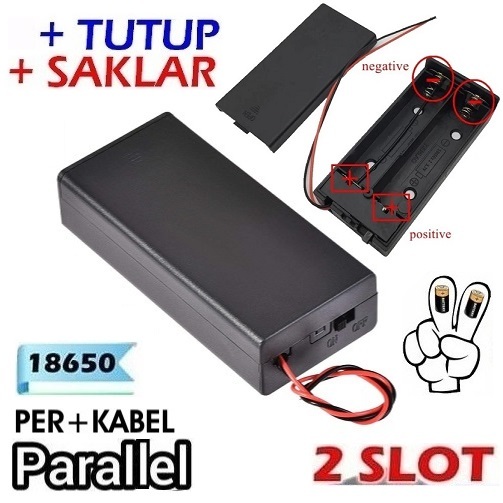 Jual Battery Box Holder Tempat Cas Charger Batere 18650 x 2 Slot ...
