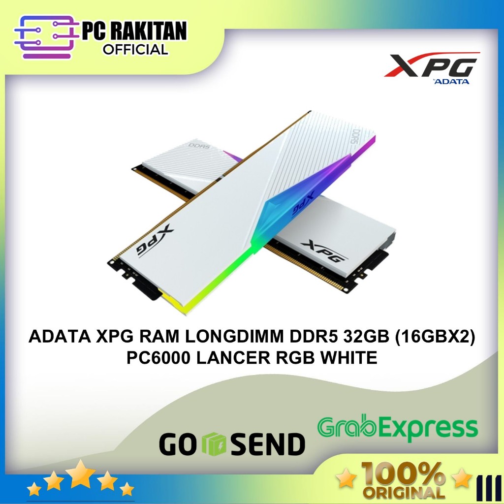 Jual ADATA XPG RAM LONGDIMM DDR5 32GB (16GBX2) 6000MHZ LANCER RGB WHITE ...