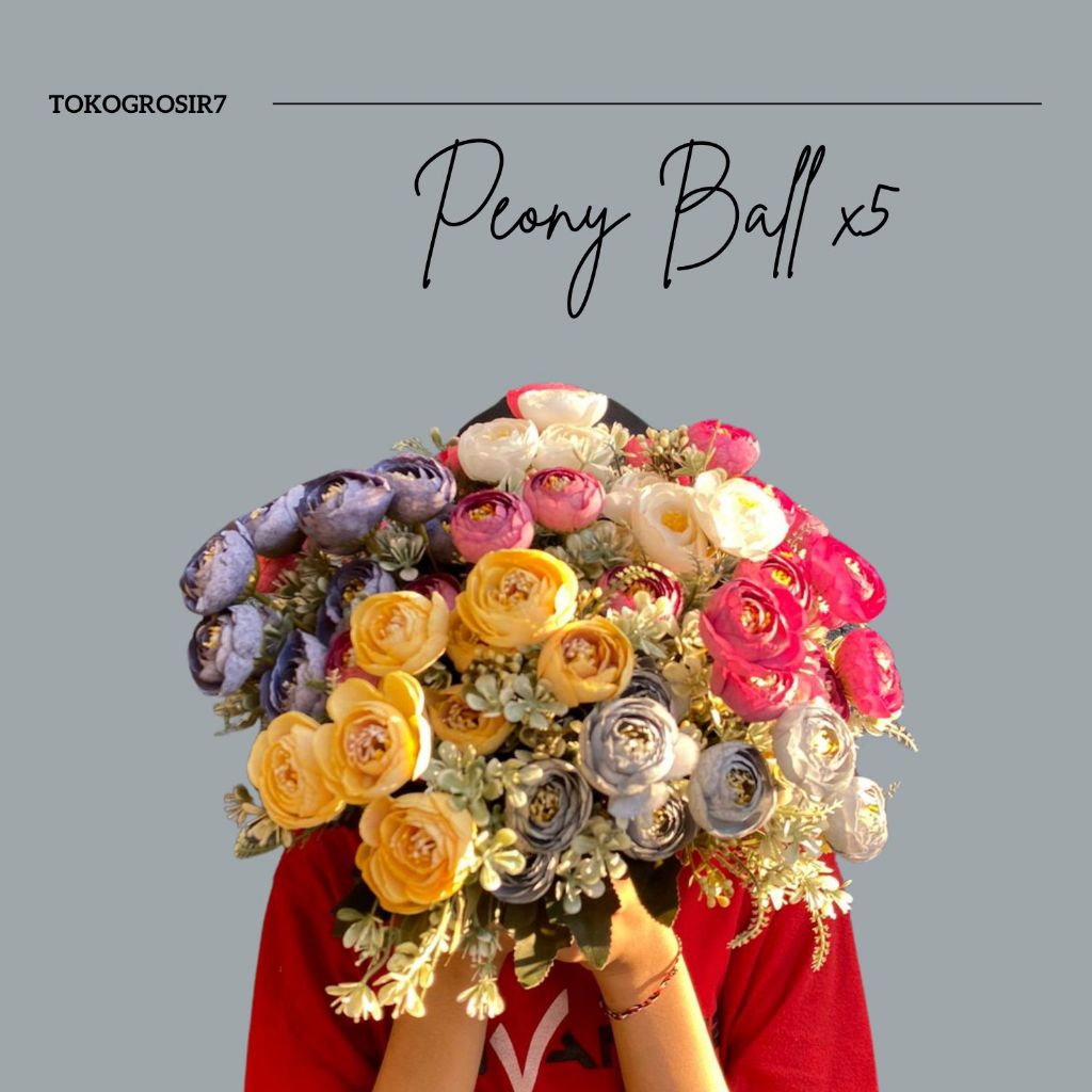 Jual 5 KUNTUM SMALL PEONY BALL Premium Bunga Artificial Dekorasi PEONY ...