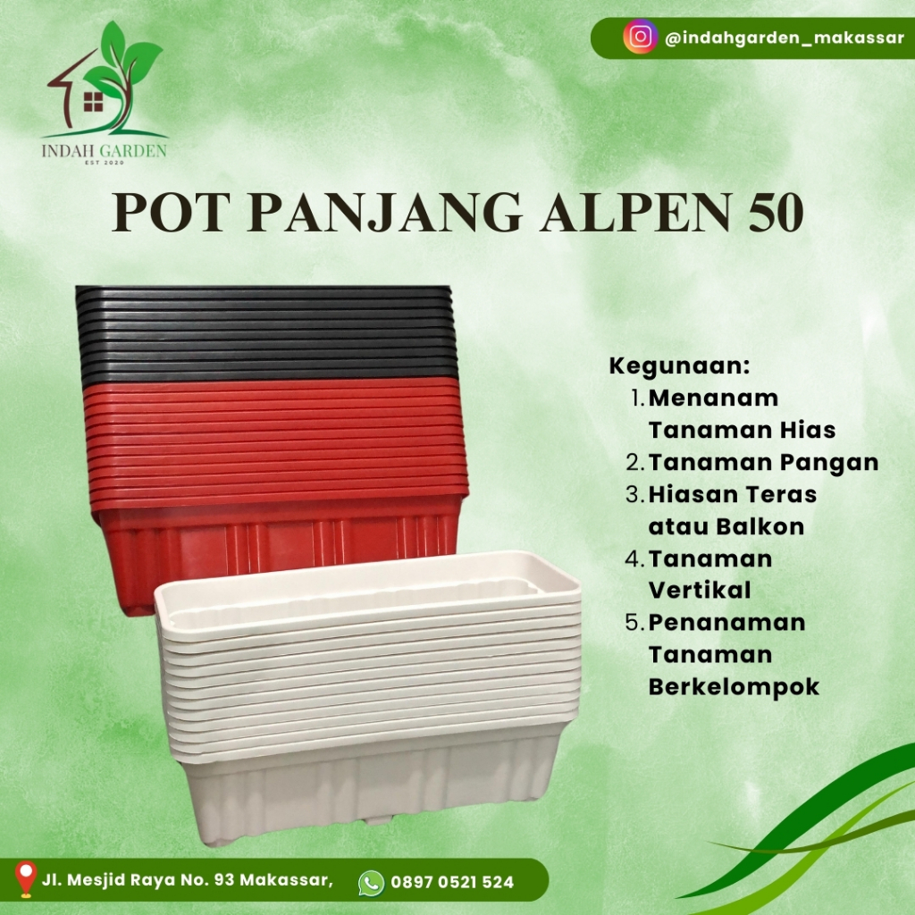 Jual Pot Panjang Alpen 50 untuk Tanaman Bunga Hias dan Sayuran | Shopee ...