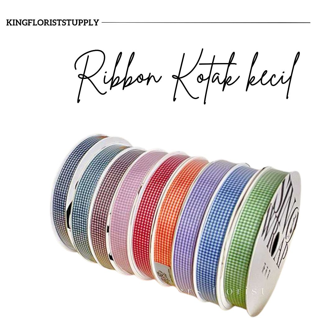 Jual (1 Roll) Pita Motif Kotak / Square Ribbon Pattern / Pita Kado ...