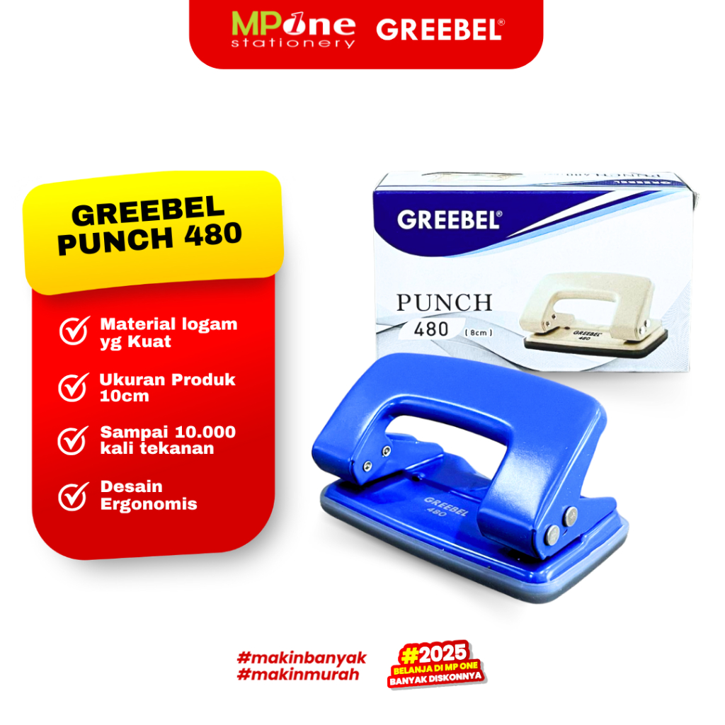 Jual Greebel Pembolong Kertas 2 Lubang 480 / Paper Punch 480 Warna ...