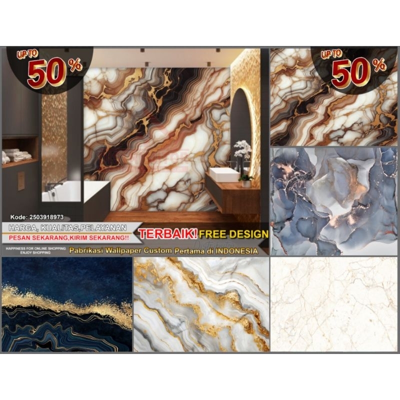 Jual Wallpaper Custom 3D Tema Marmer Elegant | Marble | Wallpaper Kamar ...