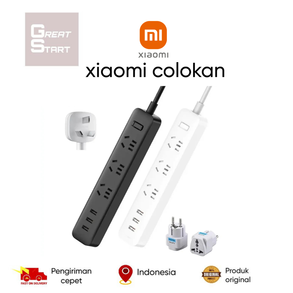 Jual XIAOMI colokan 3 port | stop kontak| sambungan kabel | pengisian ...