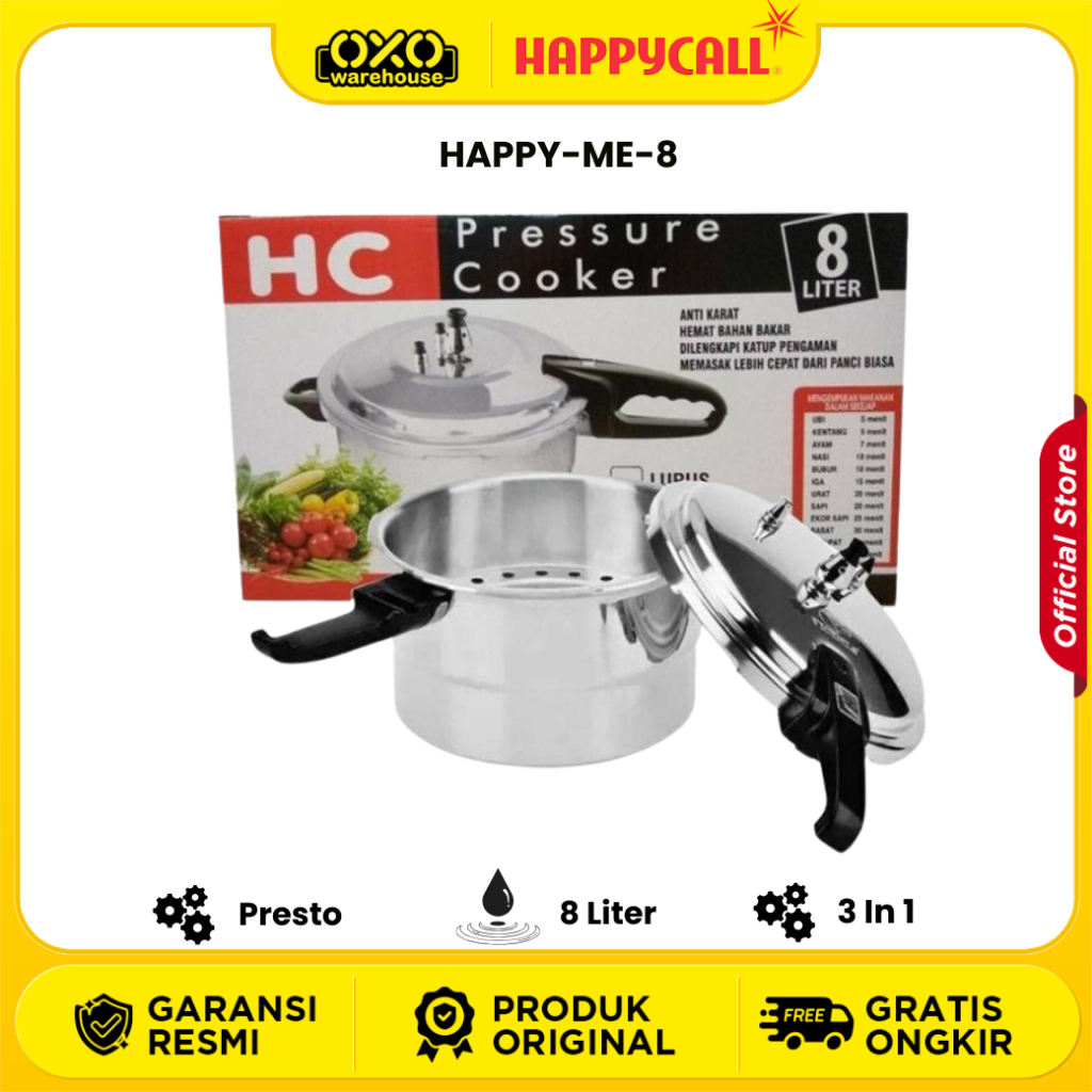 Jual HAPPY CALL PANCI PRESTO 8 LITER Wajan Presto Tahan Lama Kokoh Anti Karat Garansi Resmi ...