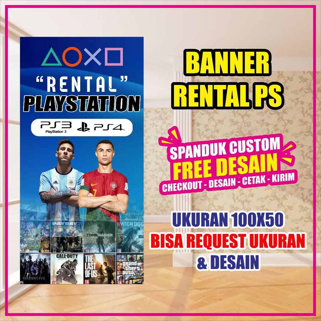 Jual Spanduk/Banner/Backdrop Rental PS Ukuran 100x50 Bisa Request Warna ...