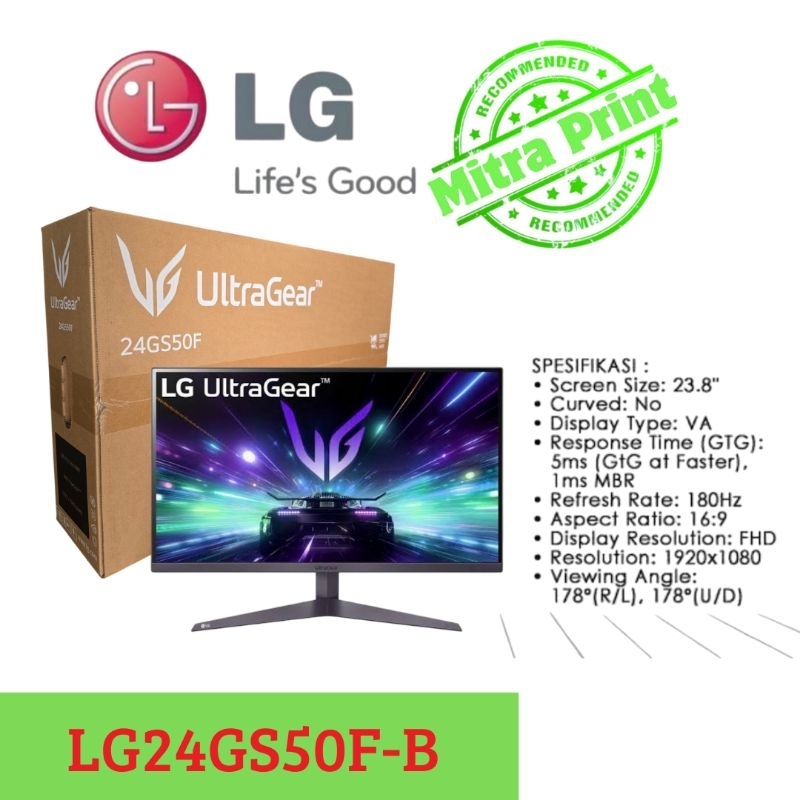 Jual Monitor Gaming LG UltraGear 24GS50F-B 24" FHD 1ms 180Hz 24 Inch Garansi Resmi 3 tahun ...