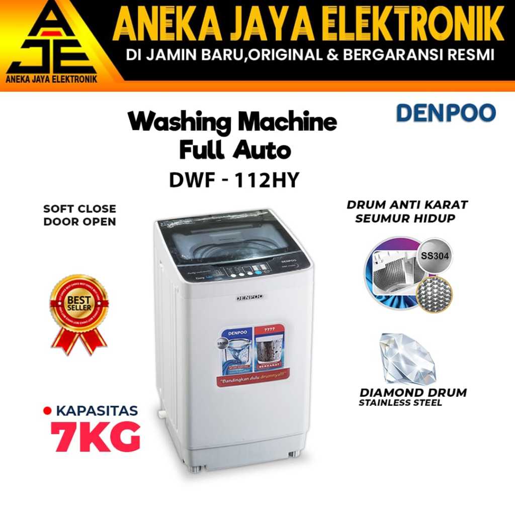 Jual MESIN CUCI 1 TABUNG 7 KG DWF 112HY FULL OTOMATIS SOFT CLOSING DOOR | Shopee Indonesia