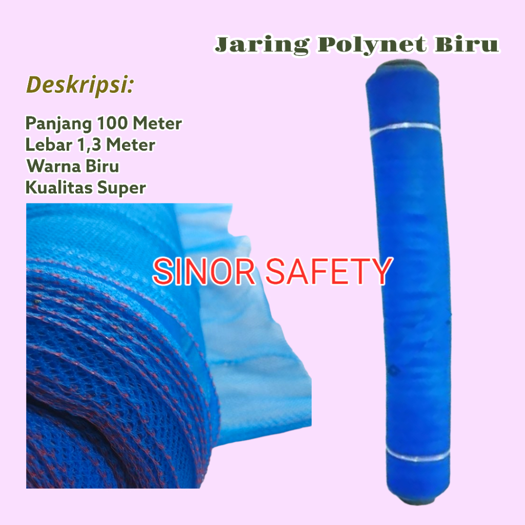 Jual Jaring Pengaman Polynet 1 ROLL 1.3 Mtr x 100 Mtr Jaring Net Safety ...